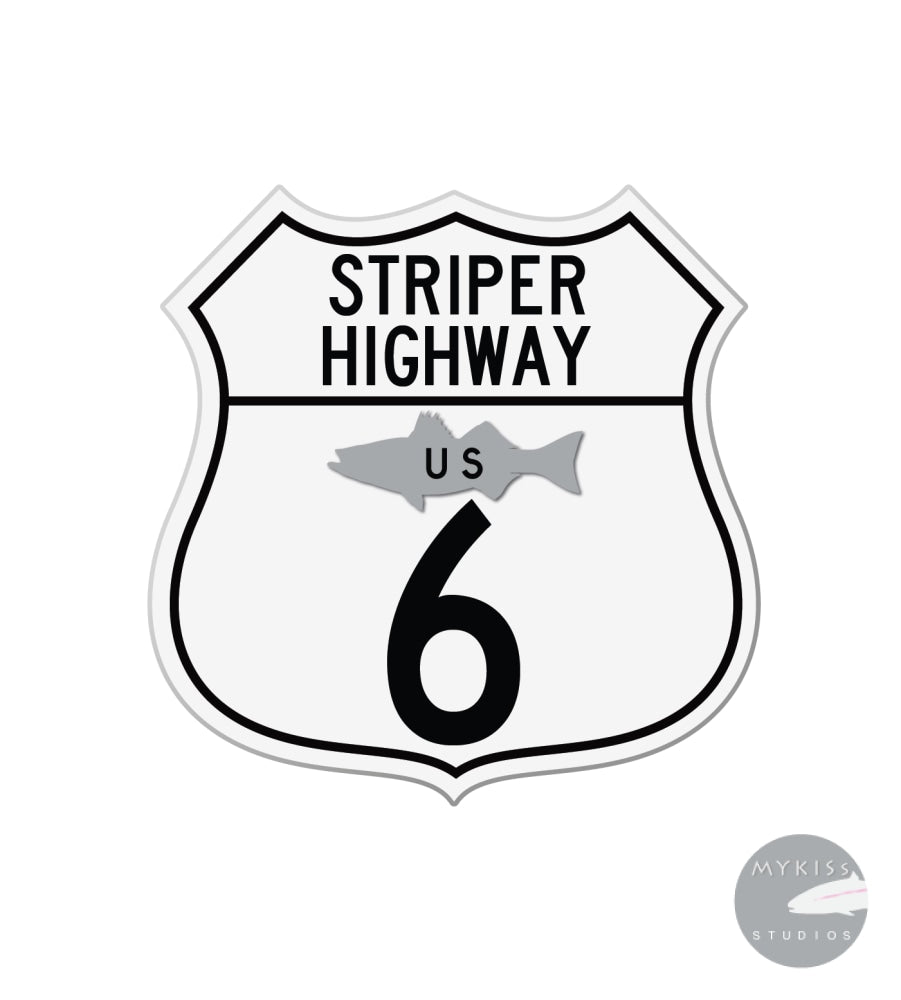 Striper Highway Cape Cod Sticker 5" – Mykiss Studios